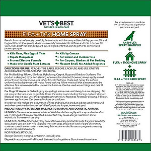 Vet's Best Flea and Tick Home Spray | Flea Treatment for Dogs and Home | Plant-Based Formula | 32 Ounces, 2 Pack