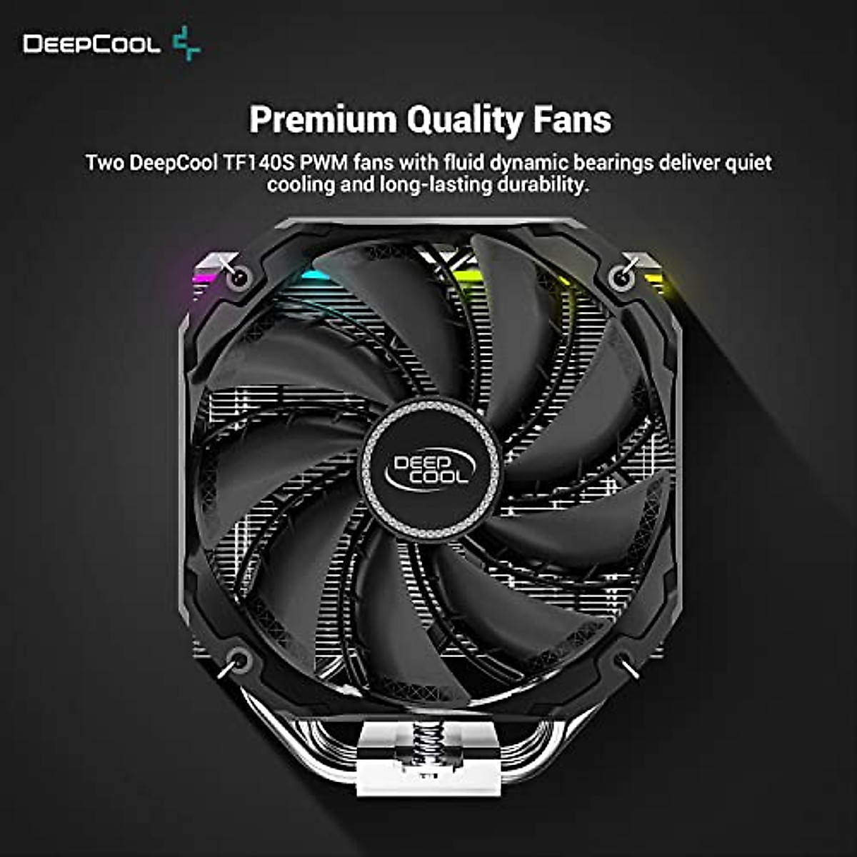 DeepCool AS500 CPU Air Cooler 5V-3Pin ARGB Sync 220w TDP 6mm x 5 Nickel Plated Copper Heat Pipes CPU Cooler with 140mm Fan PWM 1200RPM 70.81CFM for Intel LGA 1700/1200/1151/1150/1155 AMD AM5/AM4