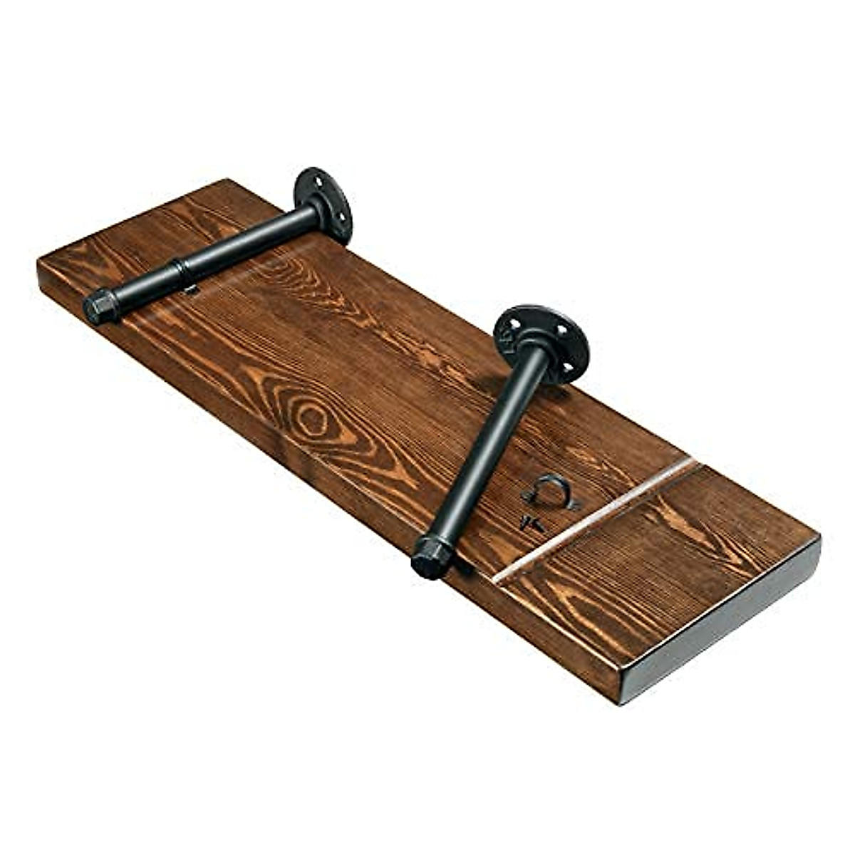 Mark One Home Goods 3 Tier Wood Shelves with Black Pipe Brackets (Dark Walnut, 3 Tier)