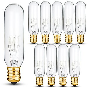 OhLectric Clear T6 Tubular Incandescent Light Bulb - 25 Watt Dimmable Bulb with E12 Candelabra Base - Warm White Color, Pack of 12