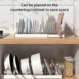 Pot Rack Organizer - Pan Holder Rack Kitchen,Pot Cabinet Organizer Pot Lid Organizer Holder 7 Adjustable Compartment for Cookware Cle-us