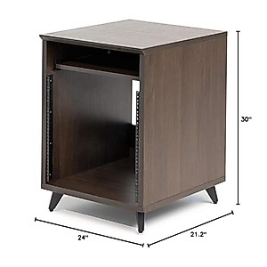 Gator Frameworks Elite Series 10U Studio Rack Desk with Slide-Out Tray and Rear Cable Passthrough; Dark Walnut Finish (GFW-ELITEDESKRK-BRN)