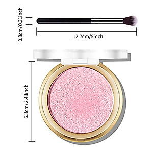 FREEORR Baked Highlighter Powder Palette, Makeup Highlighter Powder Palette Sheer Shimmering Finish Face Highlighters Makeup Iluminadores de Maquillaje #02 Mermaid Pink