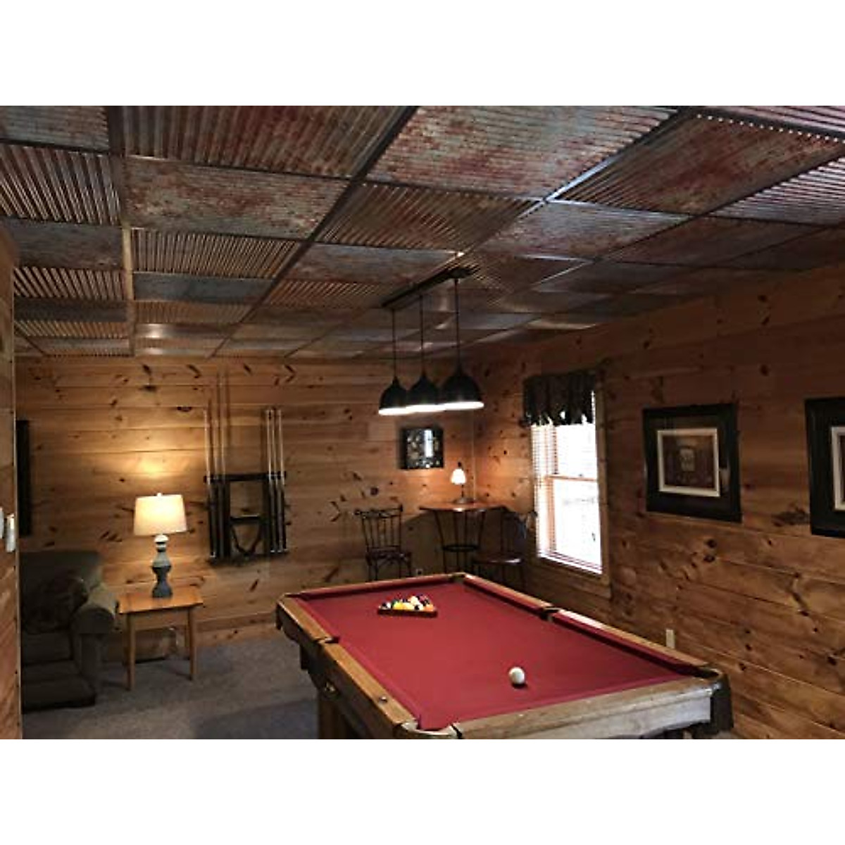 From Plain To Beautiful In Hours 261 Ridged Metal PVC 2' x 4' Lay-in Ceiling Tile (Covers / 8 sq.ft), Old Tin Roof, 1 Piece