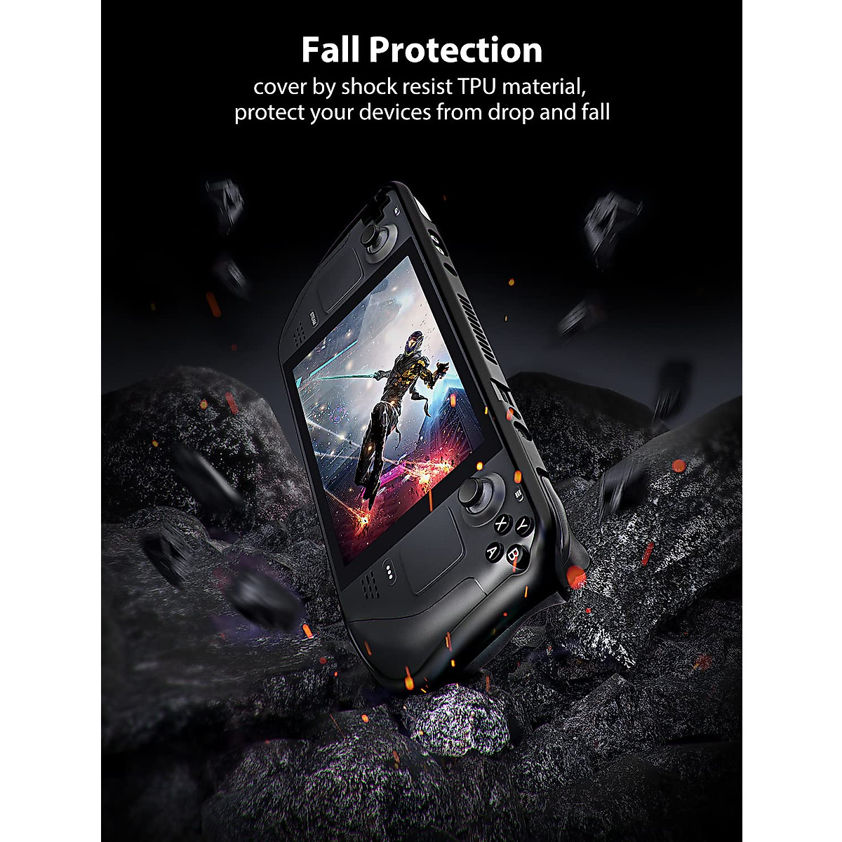 ANNAPRO Protective Case for Steam Deck/Steam Deck OLED, TPU Protective Case with Kickstand, Non-Slip and Anti-Scratch Design Protective Cover Case Compatible with Steam Deck