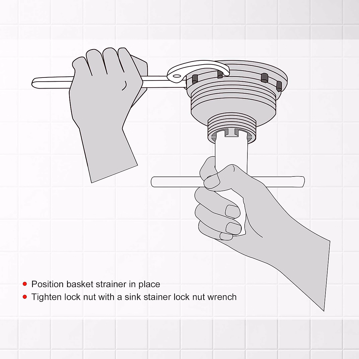 HAUTMEC Basket Strainer Wrench, Double Working End, Universal Sink Basket Strainer Wrench PL0029