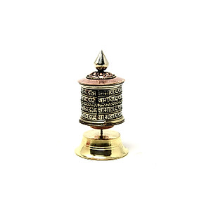 Thamelmart 4 Inch Height Very Artistic Stand Tibetan Prayer Wheel Om Mane Padme Hum Hand Crafted in Nepal