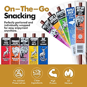 10 Piece Game Jerky Sticks Alligator-elk-buffalo-kangaroo-ostrich-pheasant-venison-wild Boar Variety Pack