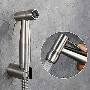 HandHeld Bidet Sprayer for Toilet. Multipurpose Rear Washing/Feminine Hygiene/Pet Bathing/Baby Cloth Diaper Sprayer. Brushed Stainless Steel Sprayer, Easy Install and Saves on Toilet Paper.
