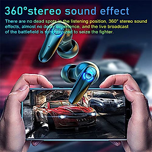Wireless Bluetooth 5.2 in Ear Touch-Control Headphones - Low-Power Noise Cancellation Binaural Stereo HD Sound Headphones with Charging Case Gifts for Office Outdoor Sport