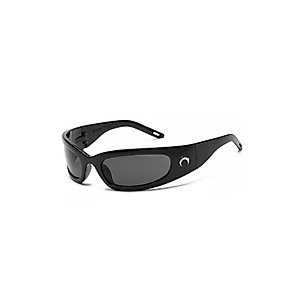 DUPER Black Sunglasses Woman- Ractangle Sunglasses for Womens, Trendy Sunglasses Men, Mob Wife Gold V Accent Sunglasses (B3)