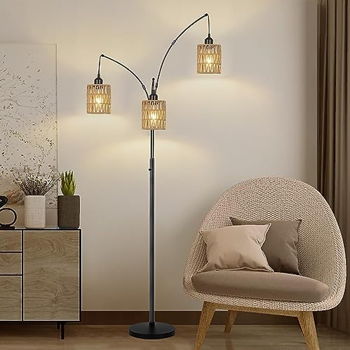 3 Pack Rattan Lamp Shade Small Boho Shades Replacement - Pendant Sconce Shade Ceiling Fan Light Covers Cylinder Woven Lampshade for Floor Lamps Pendant Light Chandelier Wall Sconces Light Fixture