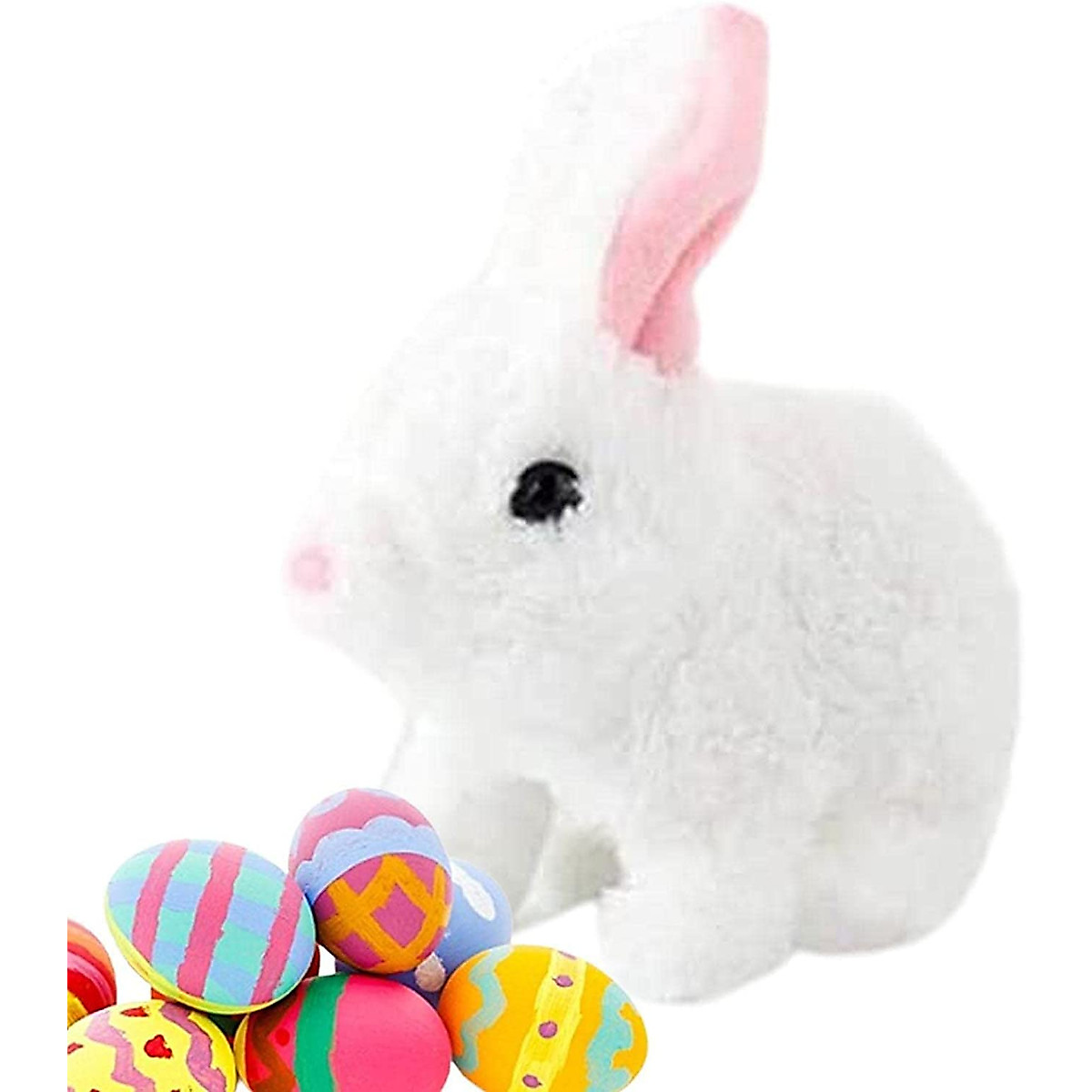 Bunny Toys Interactive Electronic Pet Toys Bunnies Can Walk and Talk, Easter Plush Stuffed Bunny Toy Walking Rabbit Educational Toys for Kids, Interactive Bunny Hopping Wiggle Ears Twitch Nose(White)