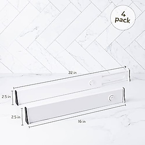 Adjustable Drawer Dividers - Lock in Place, Non-Slip, Expandable Separators, No Tools Required. Great Organizer for Closet, Dresser, Drawer, Office Desk and Kitchen Organization. (4-PACK)