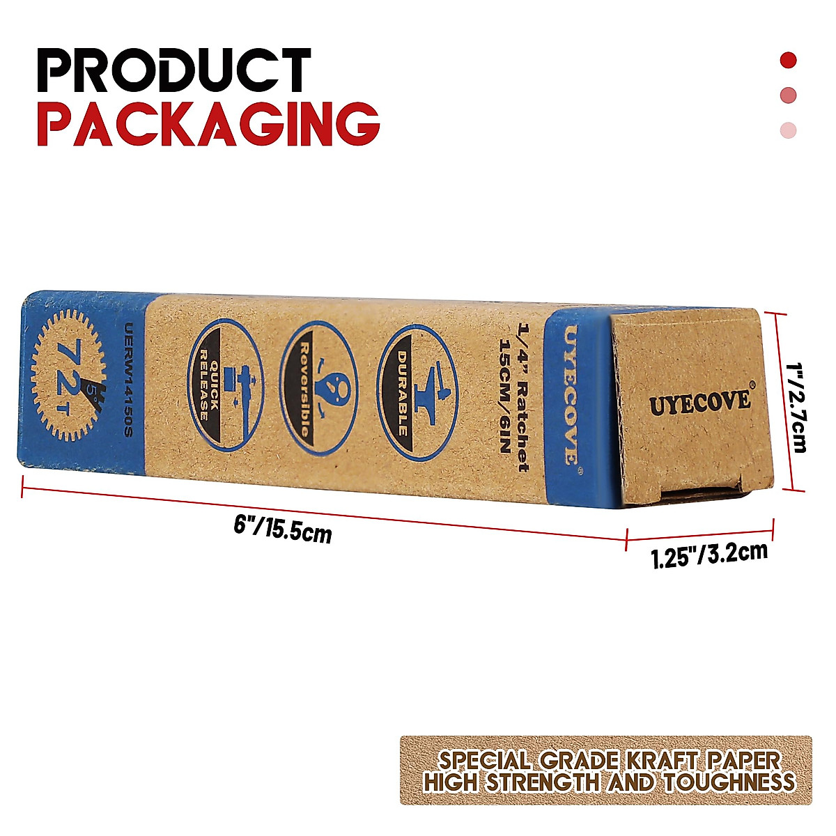 UYECOVE 1/4 Inch Drive Ratchet Wrench, 1/4 Ratchet, Socket Wrench, 72-Tooth Quick-release Reversible Cr-Mo Head, Chrome Steel Made - 5.9''15cm