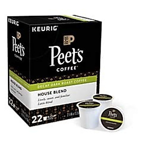 Peet's Coffee Decaf House Blend Coffee Single-Serve K-Cup, 2.8 Oz, Carton Of 22