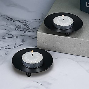Iimin Iron Plate Candle HolderBlack Pillar Candle Holders for Table，Decorative Pillar Candle Plate，Pedestal Candle Stand for LED & Wax Candles, and Wax Candles Taper Incense Cones（4 Pcs）