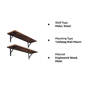 DINZI LVJ Long Wall Shelves, 31.5 Inch Wall Mounted Shelves Set of 2, Easy-to-Install, Wall Storage Ledges with Sturdy Metal Brackets for Living Room, Bathroom, Bedroom, Kitchen, Rustic Brown