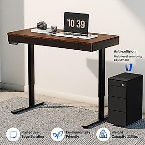 FLEXISPOT E1FR Height Adjustable Standing Desk 55 Inches 2 Tier Electric Sit Stand Up Home Office Desk with Memory Controller Pegboard Ergonomic Workstation (White Frame + 55" Maple Top)