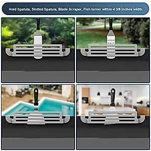 TOYMIS Spatula Holder for Blackstone Griddle, Stainless Steel Griddle Spatula Holder Clip Accessories Silver BBQ Spatula Rack Compatible with Camp Chef Royal Gourmet and Other Griddles(2 Piece)
