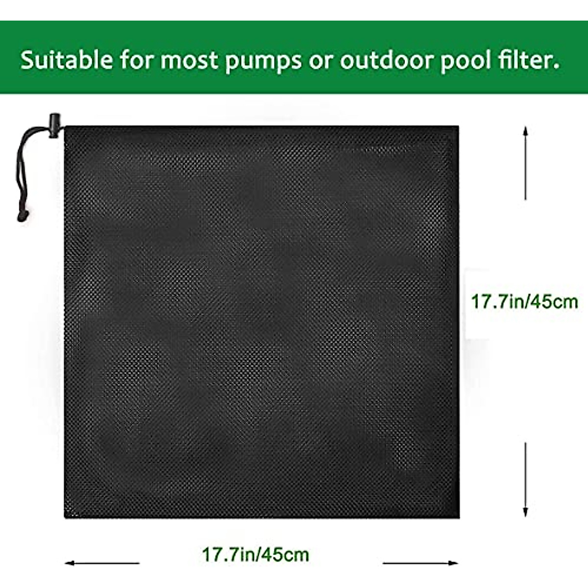 Hecaty 17.7"x 17.7" Large Pump Barrier Bag, Pond Pump Filter Bag, Black Media, Nylon Mesh Bag, Swimming Pool Filters(Black)