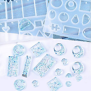 159Pcs DIY Jewelry Resin Casting Molds and Tools Full Kit, NANAPLUMS Silicone Molds for DIY Jewelry Pendant Craft Making Set Contains Resin Molds, Glitter Powder, Glitter Sequins and Tools