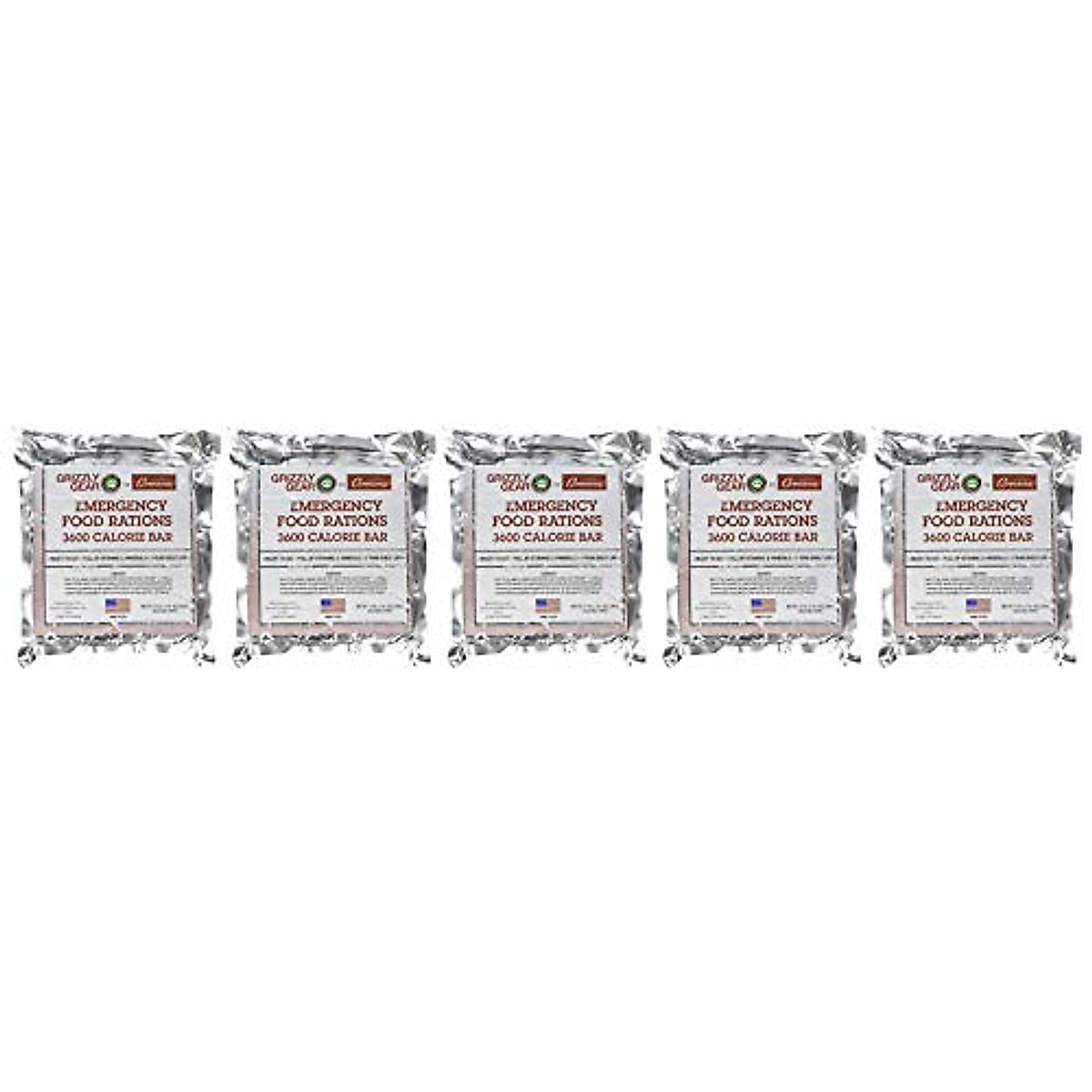 Grizzly Gear Emergency Food Rations- 3600 Calorie Vanilla Poundcake Bar (5 Pack) - 15 Day, 360 Hour Value Supply For Disaster, Hurricane - Less Sugar, More Nutrients - 5 Year Shelf Life