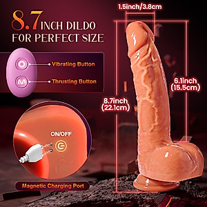 Thrusting Dildo Sex Toys Dildos - Realistic Dildo Sex Toy for Women, Adult Toys for Womens Anal Dildo Vibrator, 8.7 inch Penis Heating Suction Cup Dildo for Female with 9 Thrusting & Vibrating Modes