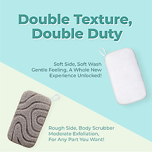 myHomeBody Dual-Texture Shower Sponge Exfoliating Sponge, Bath Sponge for Women, Body Scrubber Body Exfoliator, Body Sponge, Loofah Sponge for Men, Exfoliating Sponge,1pc