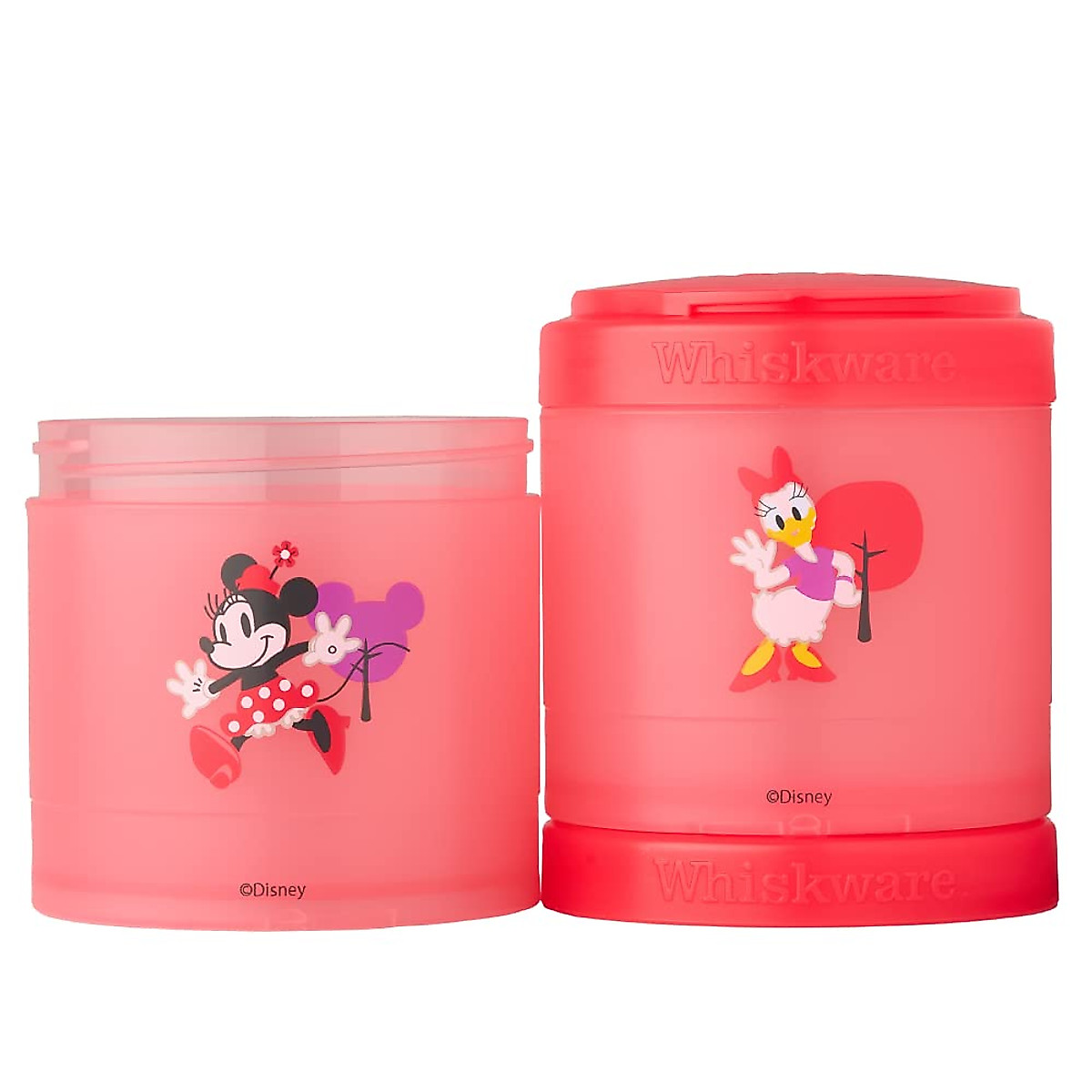 Whiskware Disney Stackable Snack Containers for Kids and Toddlers, 3 Stackable Snack Cups for School and Travel, Minnie and Daisy
