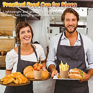 500 Pcs Disposable Charcuterie Cups with Cocktail Picks Set, 100 Pcs 12 oz Kraft Brown Appetizer Cups French Fry Holder Popcorn Ice Cream Paper Cones for Food Containers with 400 Pcs Bamboo Skewers