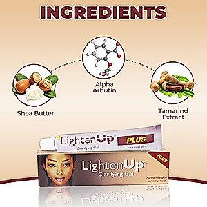 LightenUp Plus Clarifying Gel - 1 fl oz / 30 ml - Dark Spots Cream, Reduce Hyperpigmentation on: Dark Knuckles, Elbows, Hands, Armpits, with Alpha Arbutin, Fruity Tamarind Extract