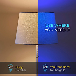 GLI Blue Light Germicidal Light Bulb – 100% Safe Non-UV - Switches from Sanitizer to Std 800 Lumens Bulb – Portable Disinfection, Screws into any E26 Socket – Kills 99% Germs & Pathogens – Ozone Free