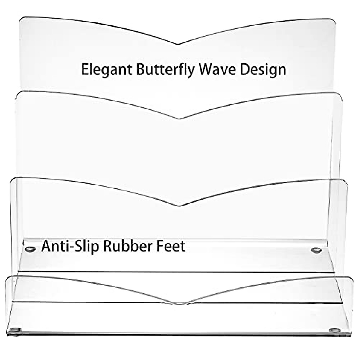 Jucoan Clear Acrylic Mail Sorter Organizer, Envelope Holder, 3 Sections Desktop File Holder Stand for Envelop Mails, Letters, Home Office School 9 x7x 7 Inch