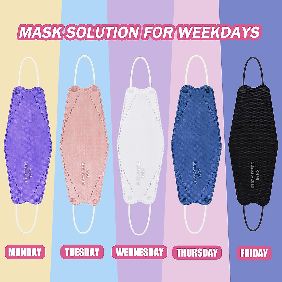 Borje KN95 Face Masks, 100 Pcs Disposable Face Masks, Filter Protection Against PM2.5 from Fire Smoke & Dust