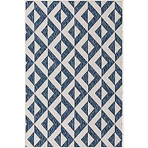 Unique Loom Jill Zarin Outdoor Collection Geometric Area Rug (4' 0 x 6' 0 Rectangular, Blue)