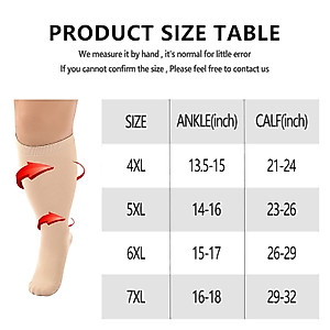 Compression Socks for Women Plus Size Compression Socks Wide Calf Compression Socks Women Men Medias de Compresion para Mujer Circulation Support Medical Beige Pro Knee High Compression Socks 7XL