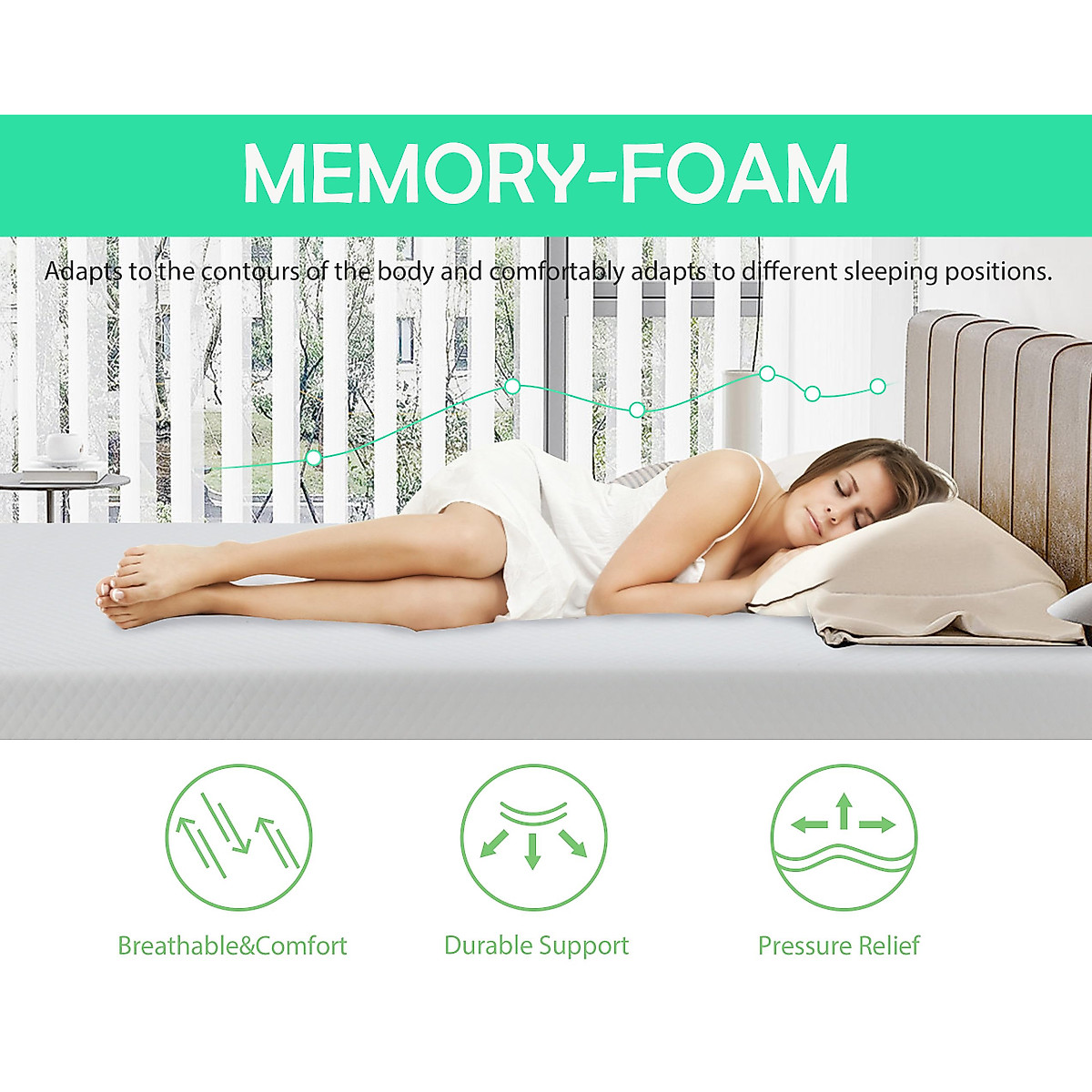 HWGEBY 6 Inch King Size Mattress, King Mattress Bamboo Charcoal Gel Infused Mattress, Green Tea Mattress Certipur US Certified, King Mattress in a Box Firm Mattress for Sleep and Pressure Relief