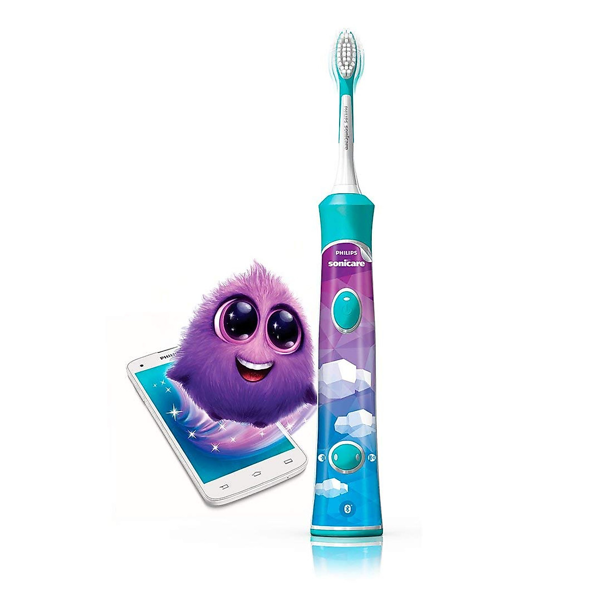 Philips Corded Electric Sonicare Kids Rechargeable Toothbrush with Built-in Bluetooth 2-Pack