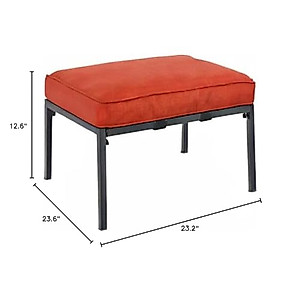 LOKATSE HOME Patio Footstool Outdoor Ottoman Furniture with Soft Thick Cushion for Garden Yard, Red