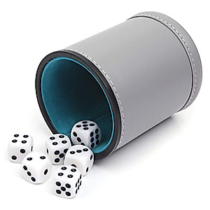 Vuwuma Felt Lined Professional Dice Cup - with 6 Dice Quiet for Yahtzee Game1