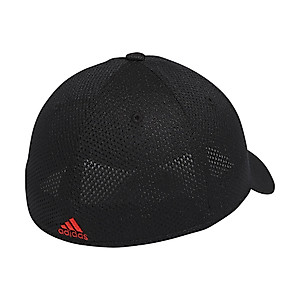 adidas Men's Zags 2.0 Structured Mid Crown A-Flex Stretch Fit Hat, Black/HI-RES RED, Large-X-Large