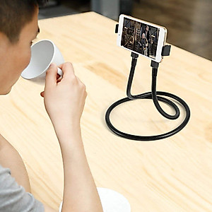 360 Degree Flexible Smart All Cell Phone Holder Adjustable Rotating Mounts with Multiple Function Bracket for Table, Bed, Car, Hang Neck, Bed Neck, Put Any Where You Want (Black, 12.56.4cm)