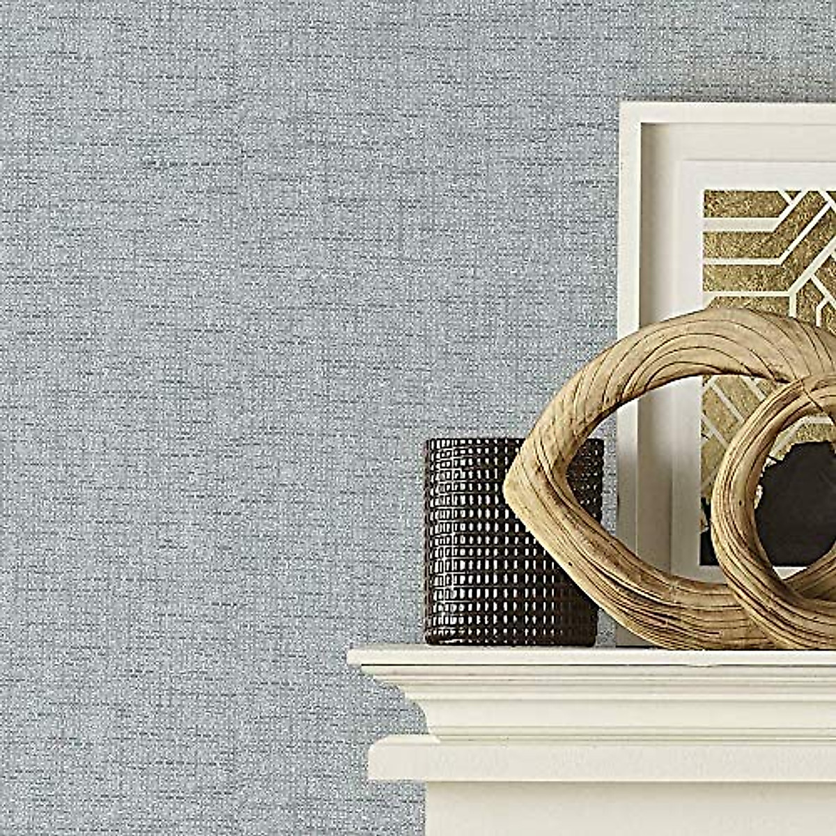 RoomMates RMK11696RL Light Gray Faux Grasscloth Weave Non-Textured Peel and Stick Wallpaper
