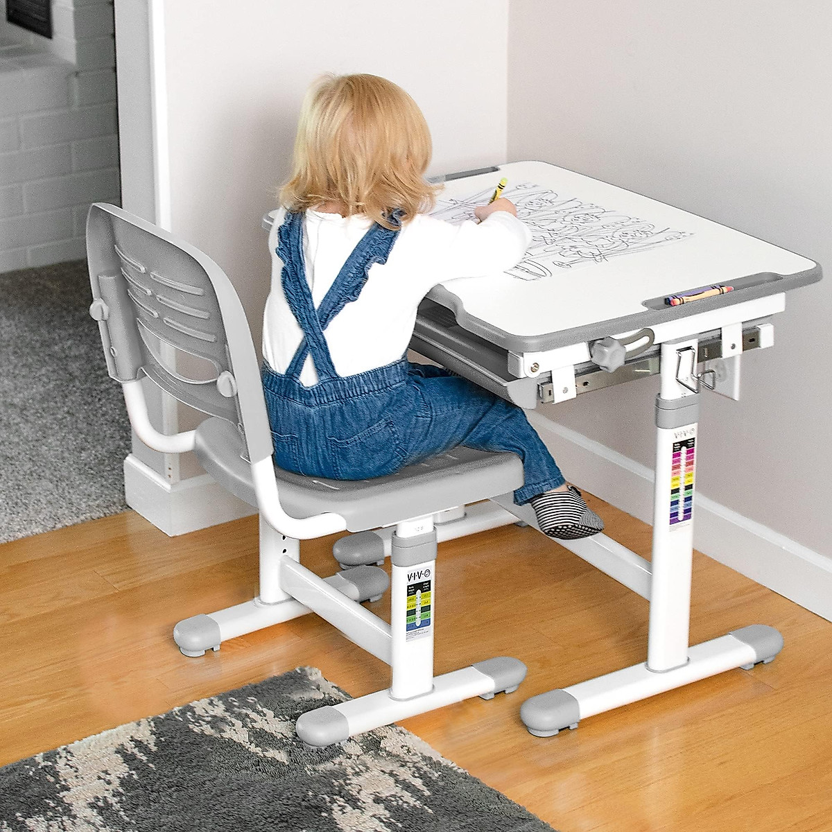 VIVO Height Adjustable Kids' Desk Chair, Chair Only, Multifunctional Interactive Workstation for School Study or Play, Children's Ergonomic Seat with Back, Gray, DESK-V201G-CH