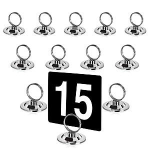 New Star Foodservice 23398 Ring-Clip Table Number Holder/Number Stand/Place Card Holder, Set of 12, 1.5-Inch