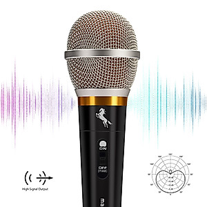 Marengo Handheld Dynamic Microphone for Karaoke Singing, Wired XLR Microphone with On and Off Switch and 13ft Detachable XLR Cable