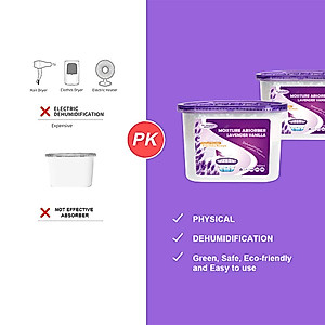 CANAGER Lavender Vanilla Moisture Absorber Box,Odor Eliminator and Dehumidifier Boxes for Closet,Bedroom,Kitchen,Bathroom-6 Packs,Cups - Traps Moisture for Fresher, Cleaner Air Purple