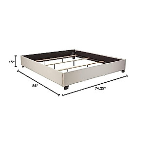 Republic Design House Upholstered Bed Frame Only, Ivory, California King Size, (375-FO-BR)