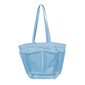 Kenney KN61579 Portable 7-Pocket Mesh Shower Tote/Shower Caddy for Toiletries and Personal Care Organization for College Dorms, Gym, Beach, or Travel, Blue